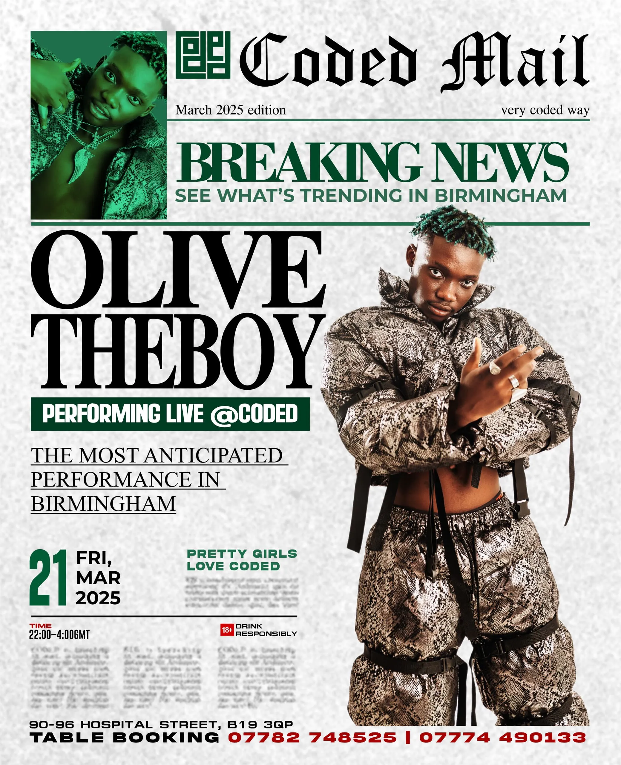 OLIVETHEBOY PREFORMING LIVE at Coded Birmingham, Birmingham on 21st Mar ...