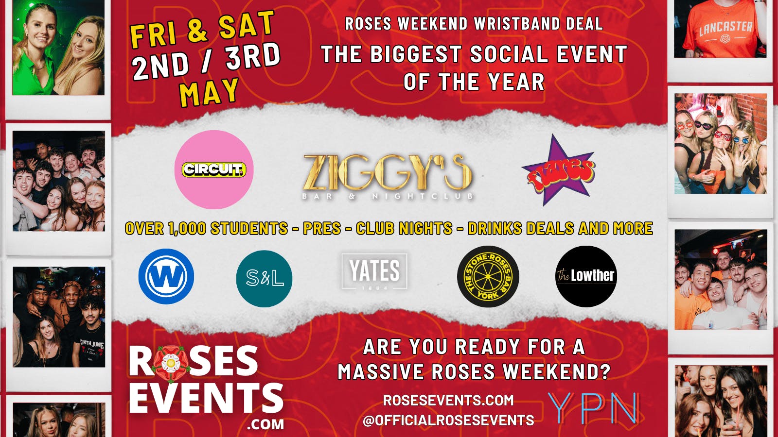 Roses 2025 - SATURDAY Wristband - Bar Crawl, Pres, Club Nights, VIP and Exclusive Discounts at ...