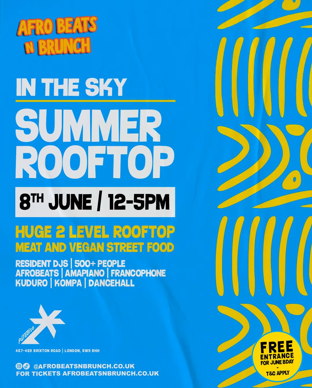 LONDON - Afrobeats n Brunch: Rooftop Party ☀️ at Brixton Storeys ...