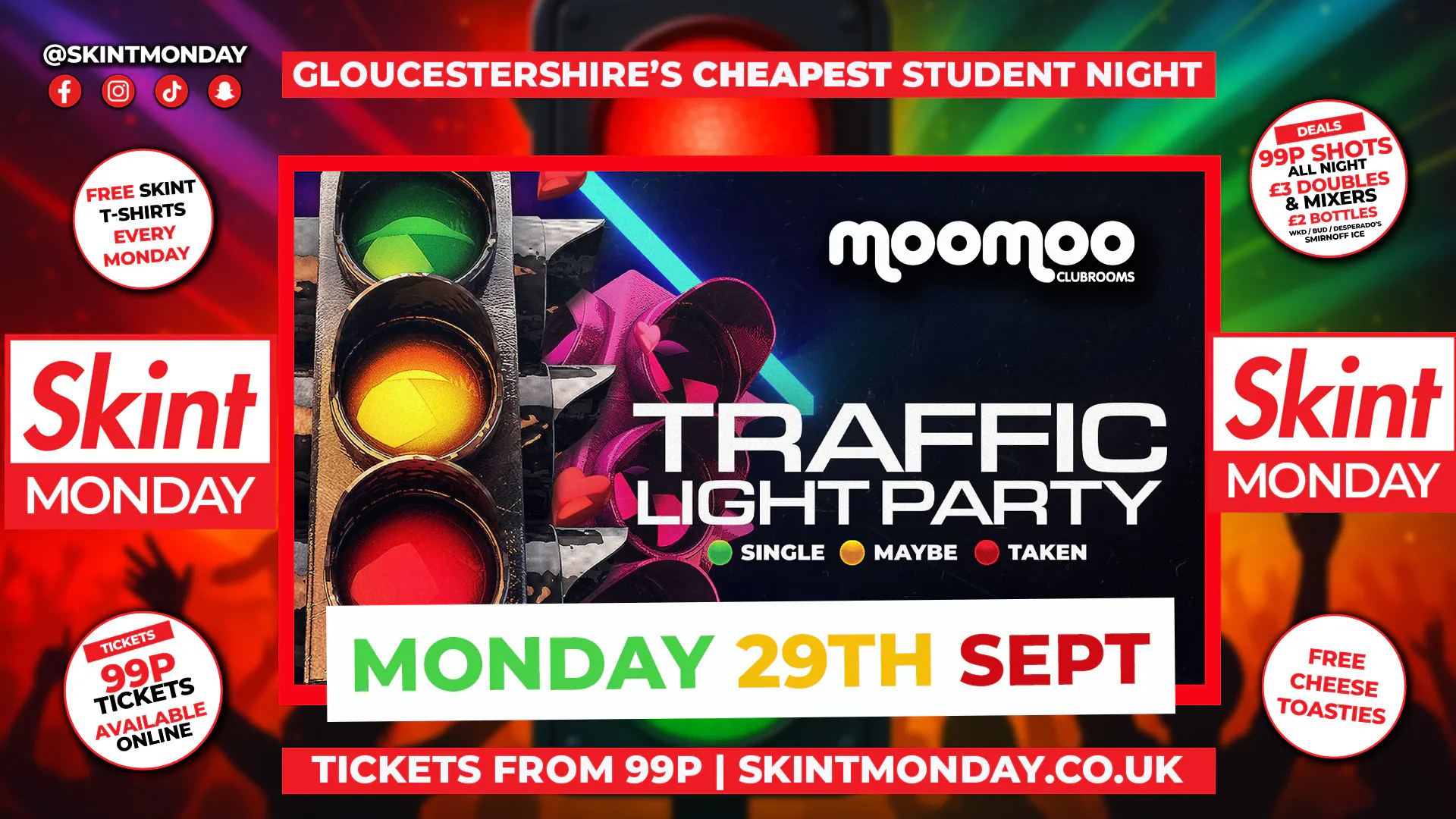 🚦SKINT TRAFFIC LIGHT PARTY🚦 Gloucestershire's Cheapest Student Night! 💯 ...