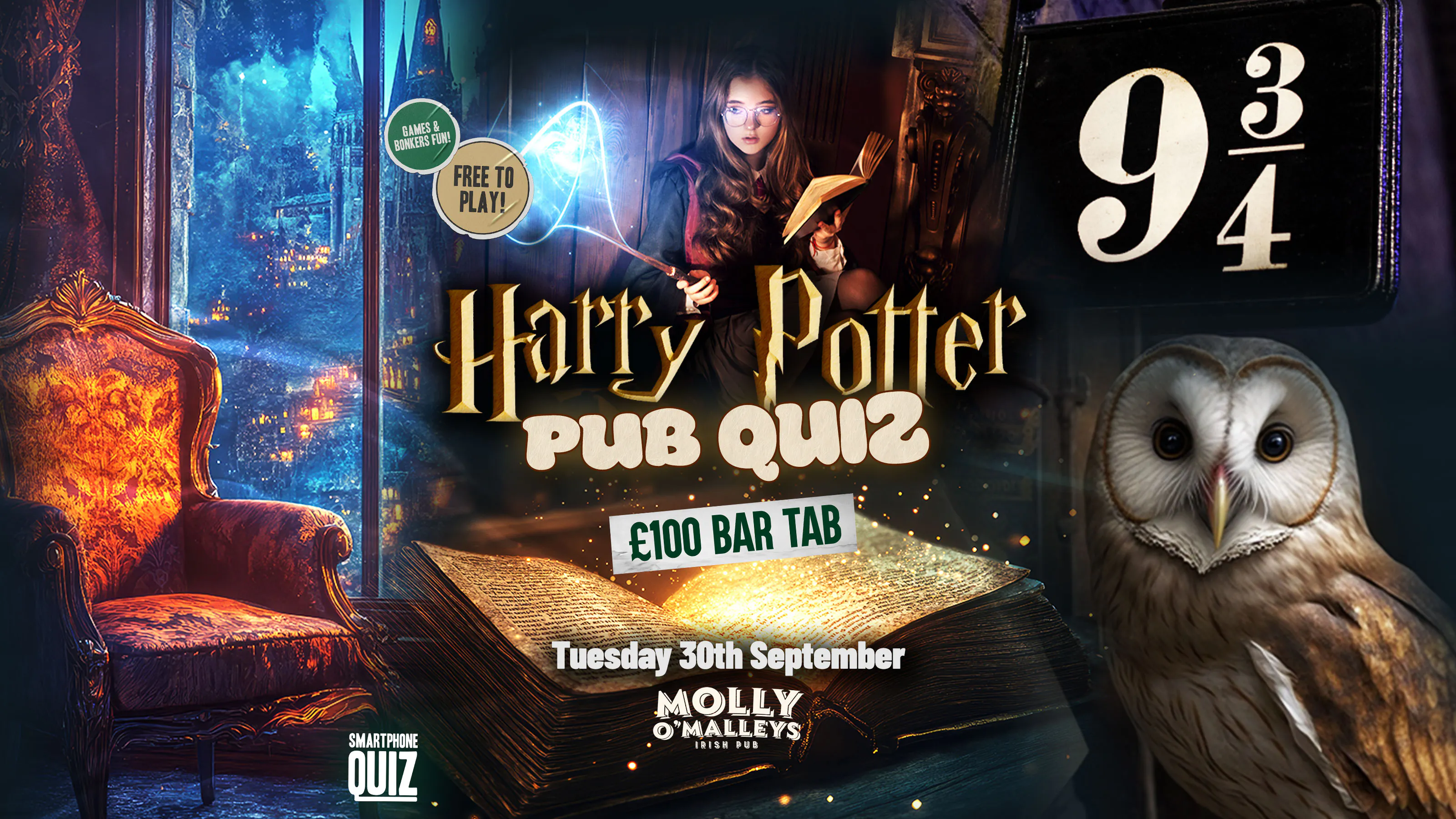 POT LUCK PUB QUIZ 🤔 Every Tuesday at Molly O'Malleys | Harry Potter ...