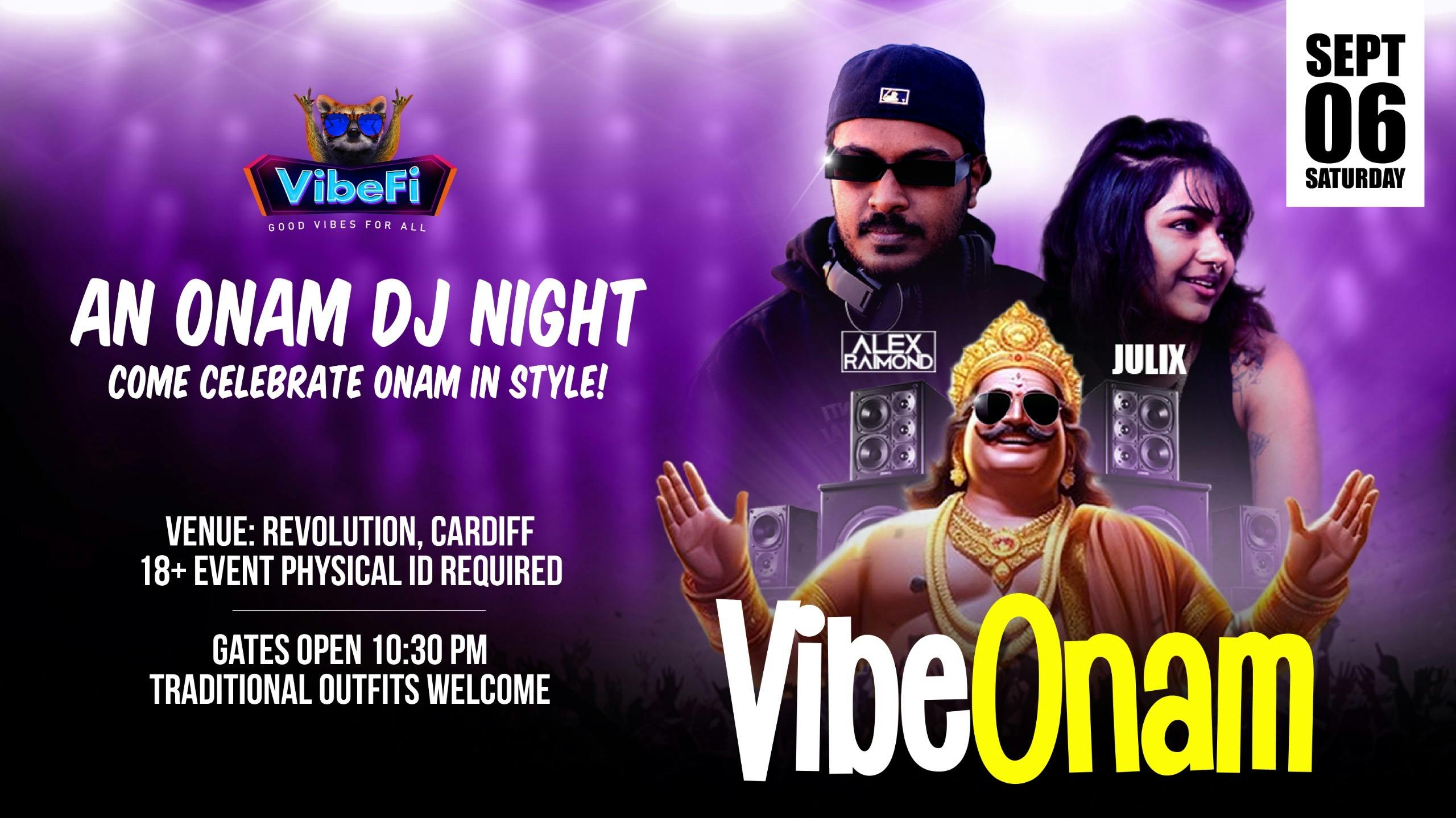 VIBE ONAM – Cardiff’s Biggest Onam DJ Night! at Revolution Cardiff, Cardiff on 6th Sep | Fatsoma