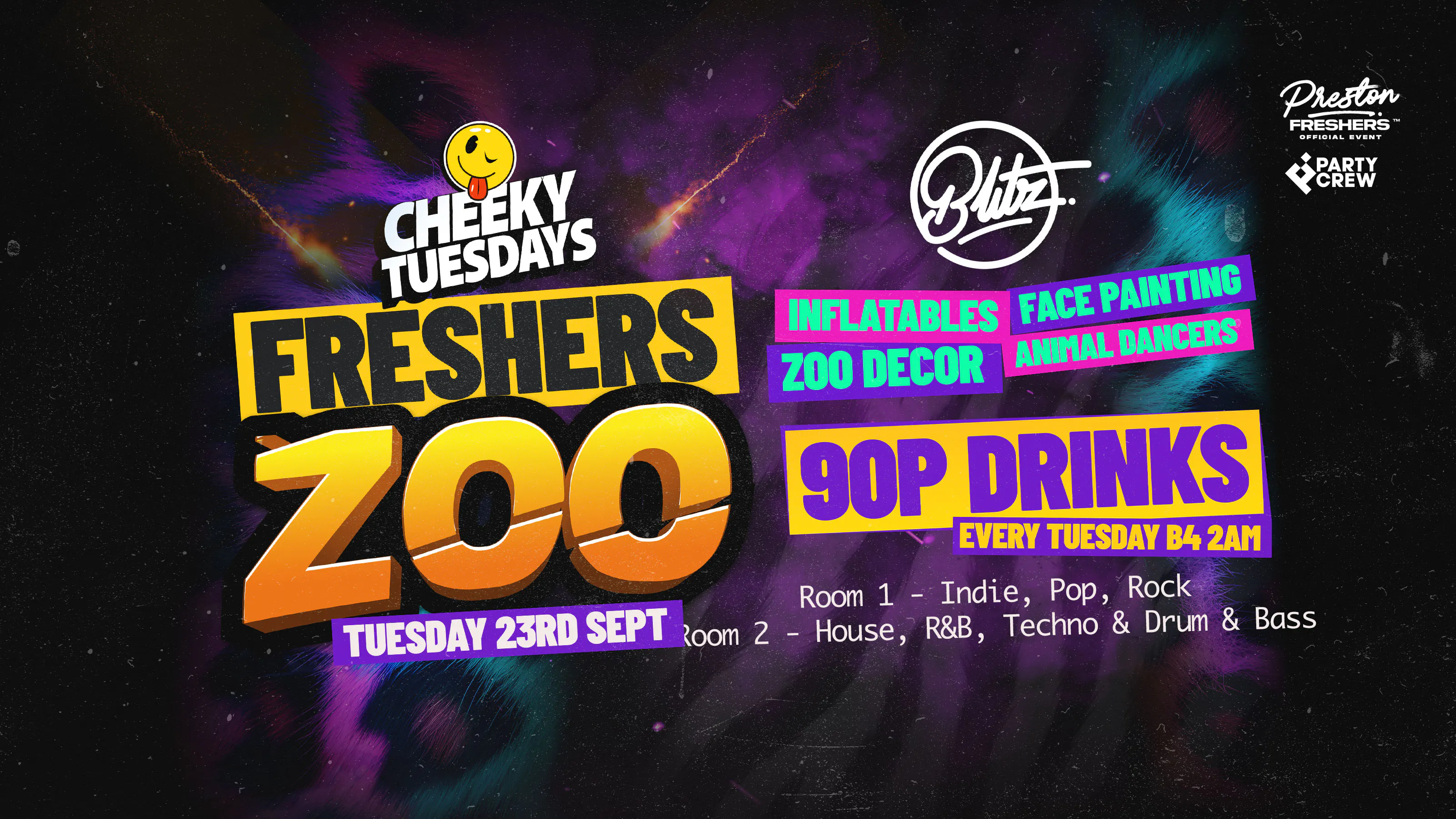 CHEEKY TUESDAYS FRESHERS ZOO PARTY | 90P DRINKS B4 2AM 😎 Indie Pop ...