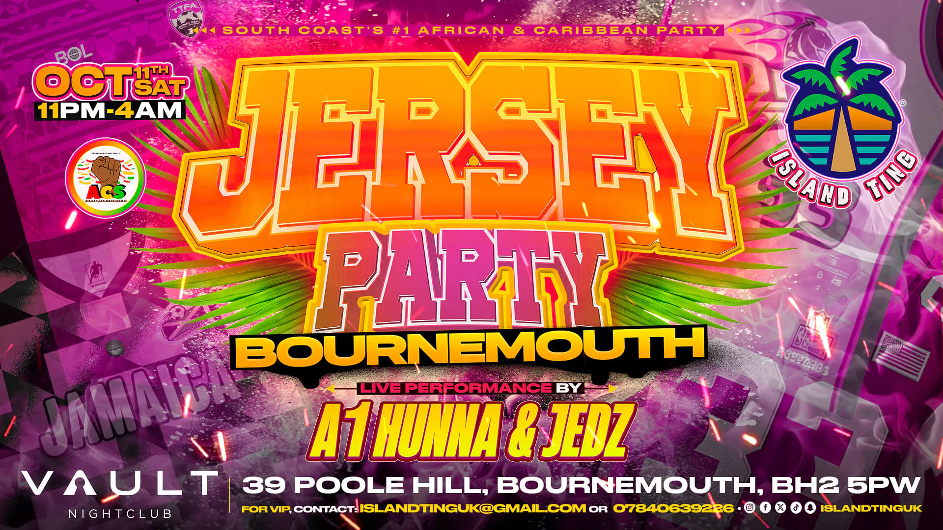 Jersey Party Bournemouth🌴 (Island Ting) 🎽🏀⚽ w/ A1 Hunna & Jedz Live🔥 at ...