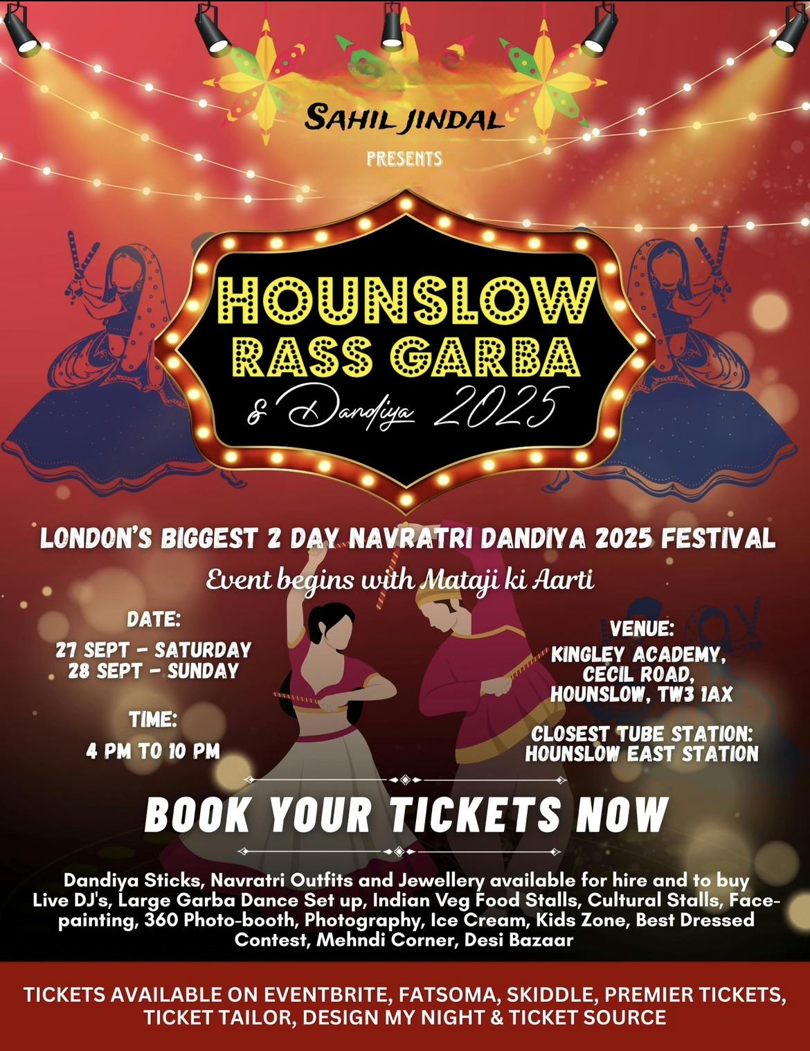 HOUNSLOW RASS GARBA 2025🎉 at Kingsley Academy, Hounslow on 28th Sep ...