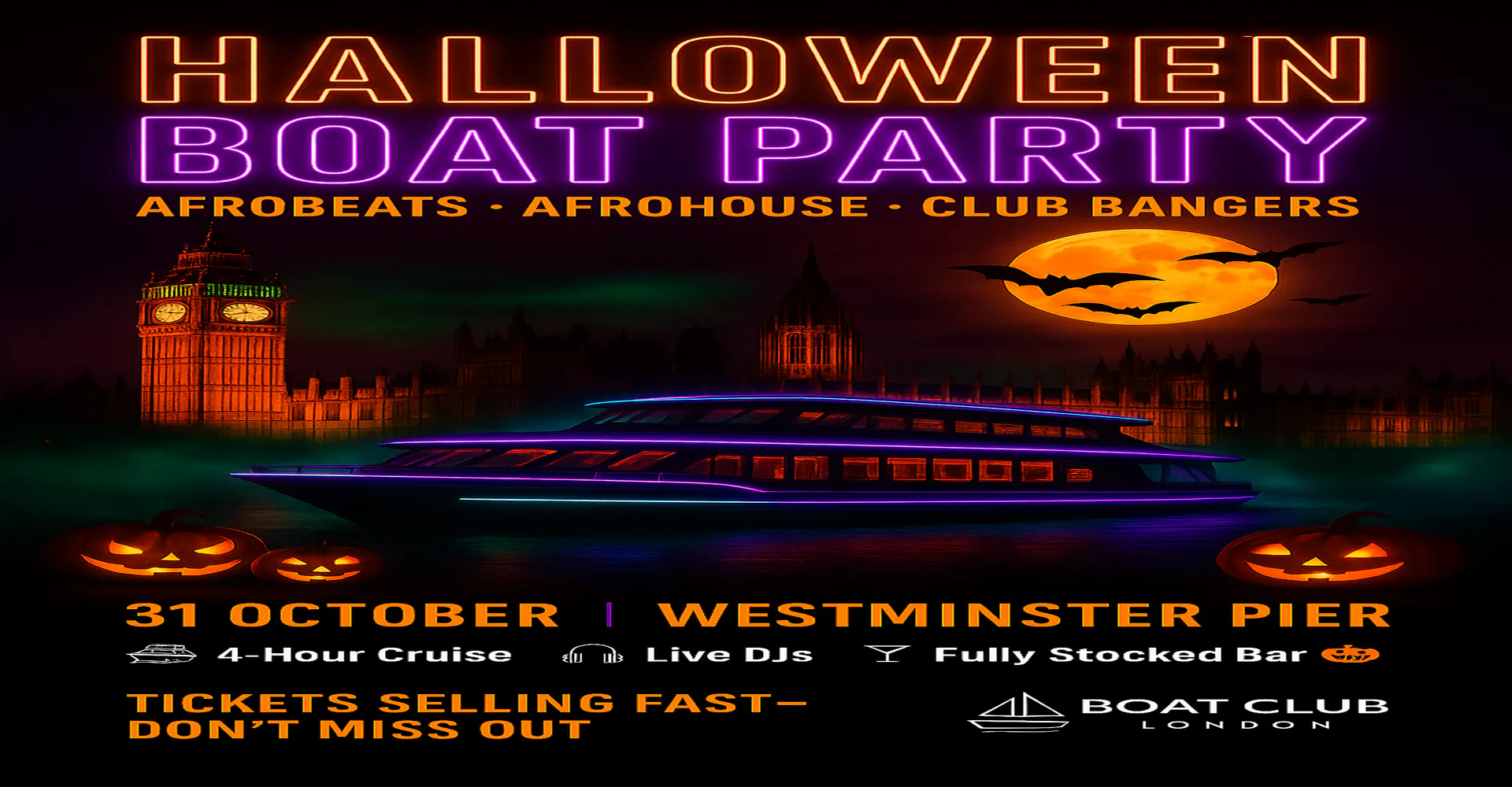 London’s Ultimate Halloween Boat Party at Westminster Pier , London on ...