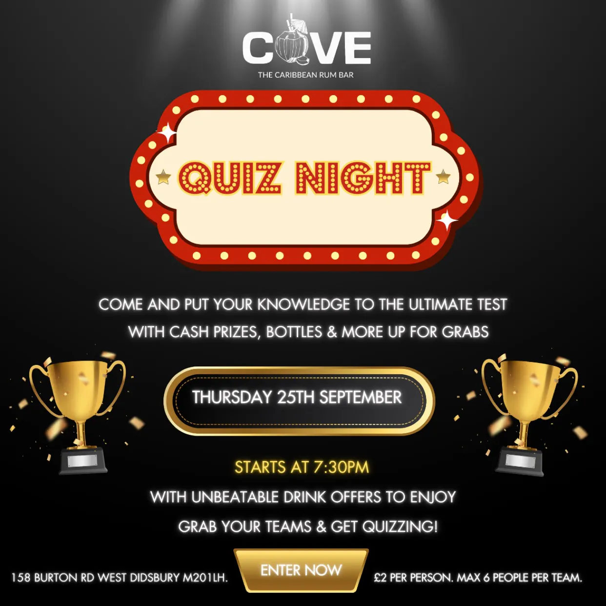 THE ULTIMATE QUIZ NIGHT at Cove, Manchester on 25th Sep 2025 | Fatsoma