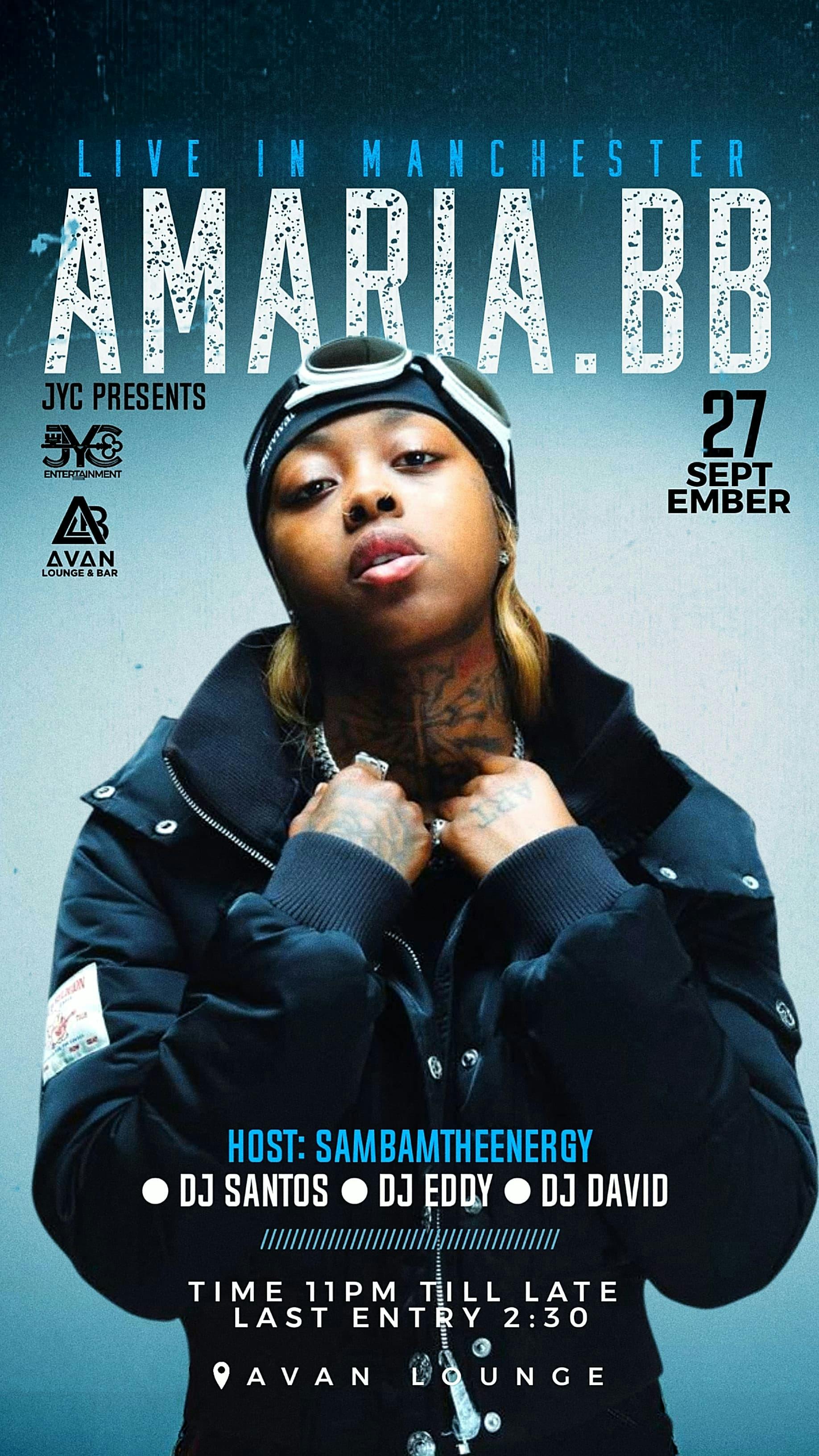 AMARIA BB LIVE IN MANCHESTER at Avan Lounge Restaurant & Shisha Bar ...