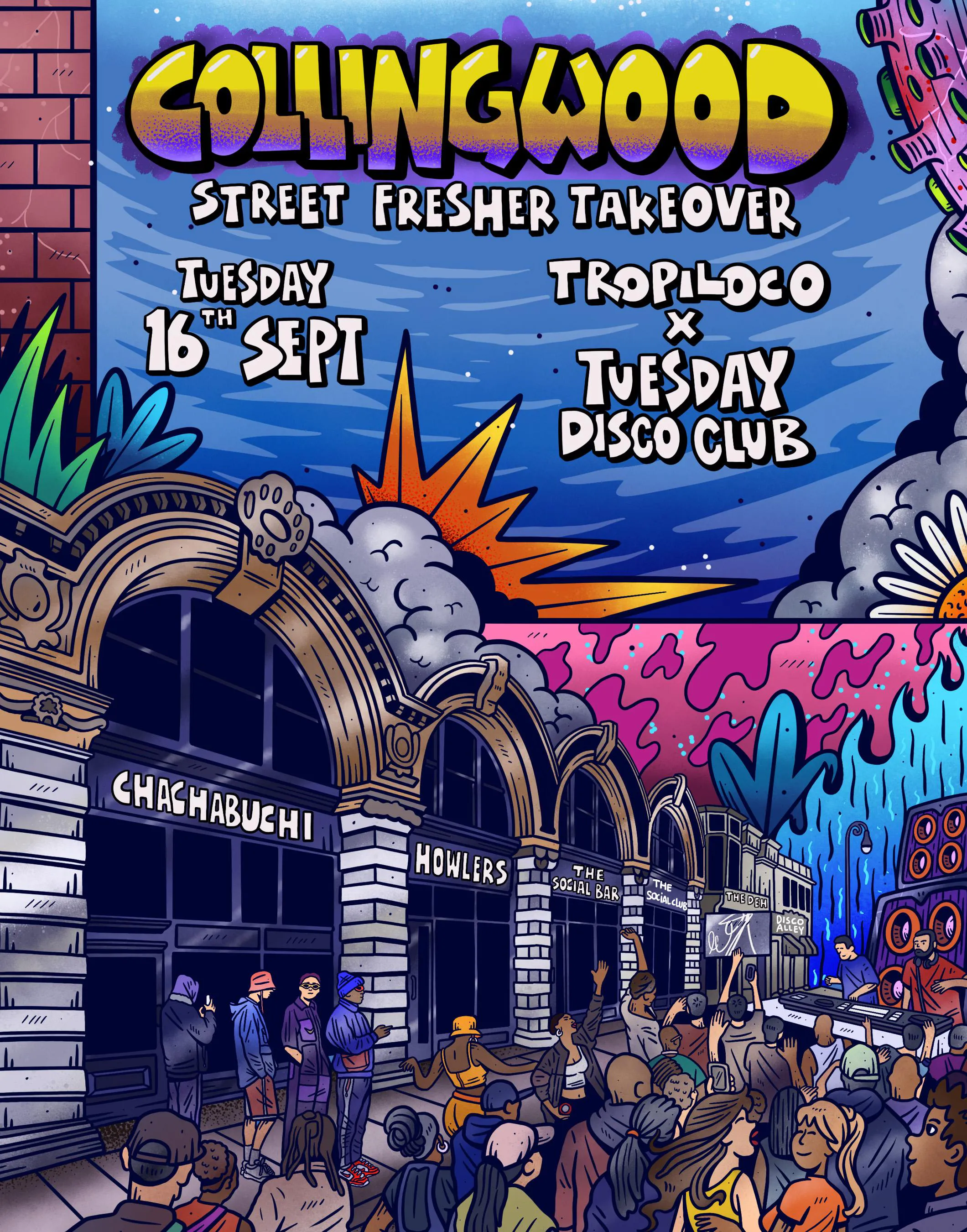 🪅🚏 COLLINGWOOD STREET FRESHERS TAKEOVER - SOLD OUT 🚏🪅 🕺🪩 6 VENUES, 11 ...
