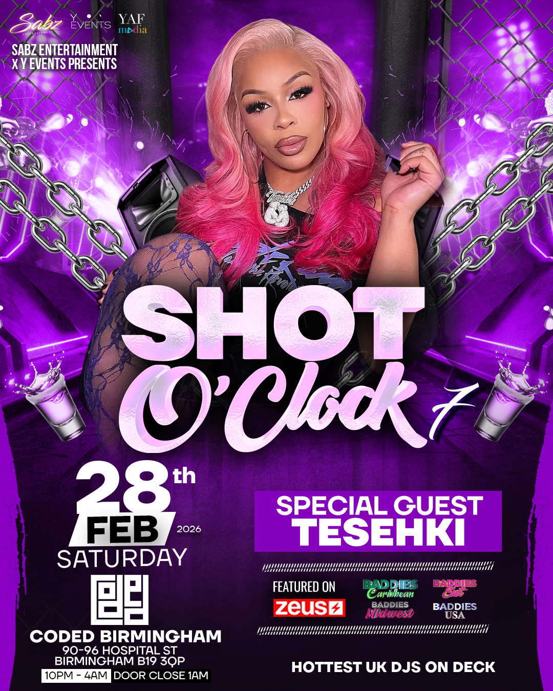 TESEHKI SHOT O’CLOCK 7 - BIRMINGHAM at Coded Birmingham, Birmingham on ...