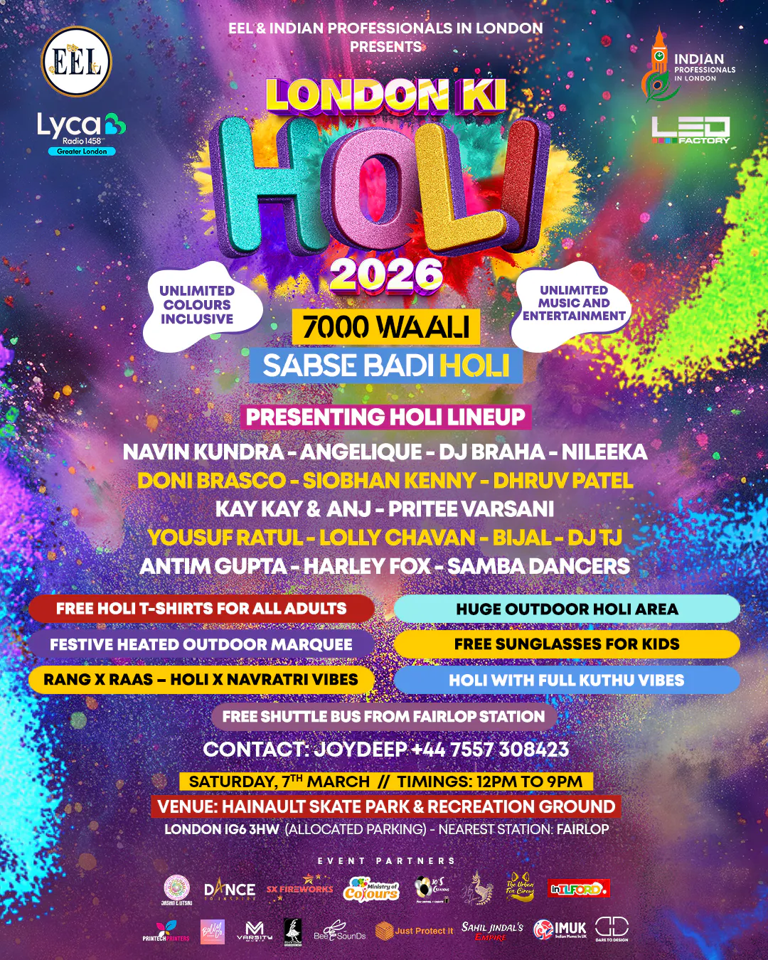 🌈 LONDON KI HOLI 2026 🌈 7000 Waali Sabse Badi HOLI 🔊 at Hainault Skate ...