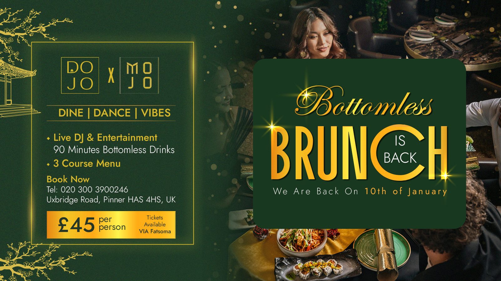 Mojo @ Dojo Bottomless Brunch at Dojo Restaurant - Hatchend, Pinner ...