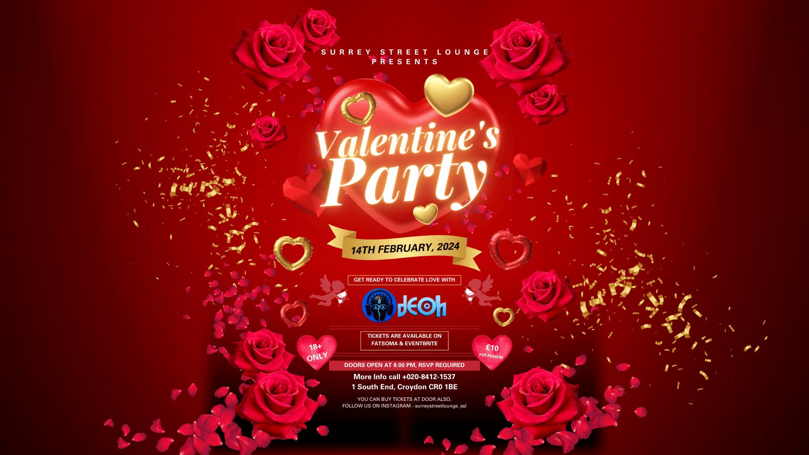 VALENTINE'S DAY PARTY at Surrey Street Lounge, Croydon on 14th Feb ...