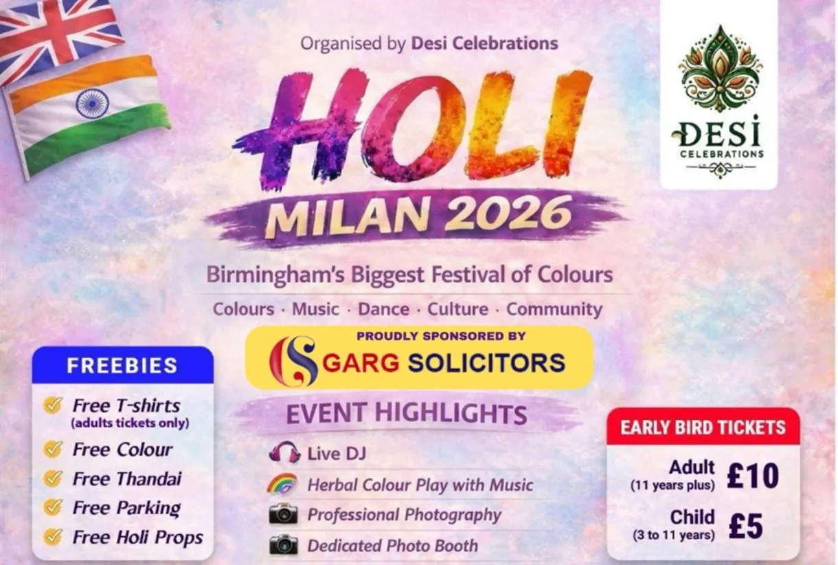 SOLD OUT - HOLI MILAN 2026 Organised by Desi Celebrations, Birmingham ...
