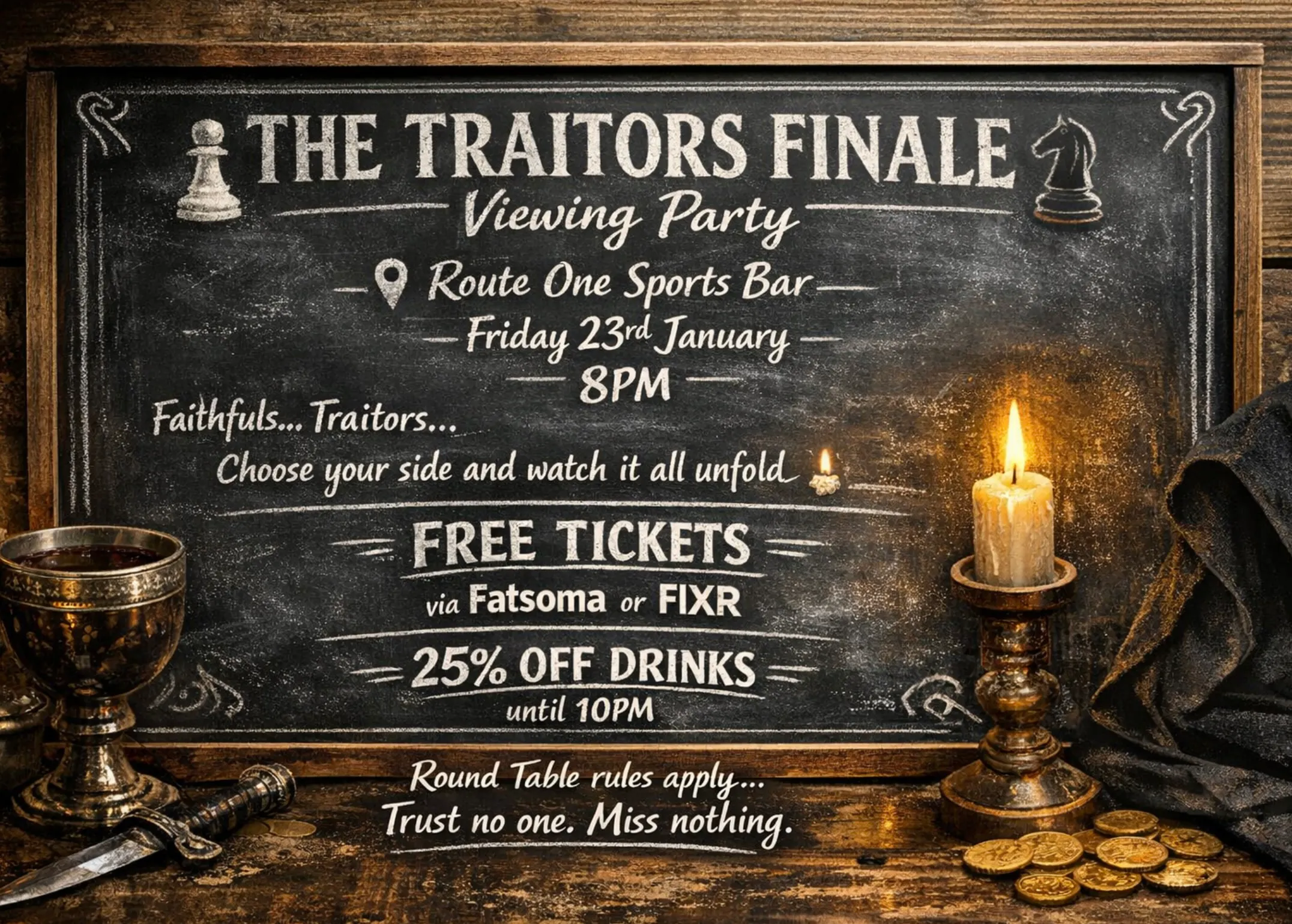 THE TRAITORS FINALE @ ROUTE ONE at Route One Sports Bar, Nottingham on ...