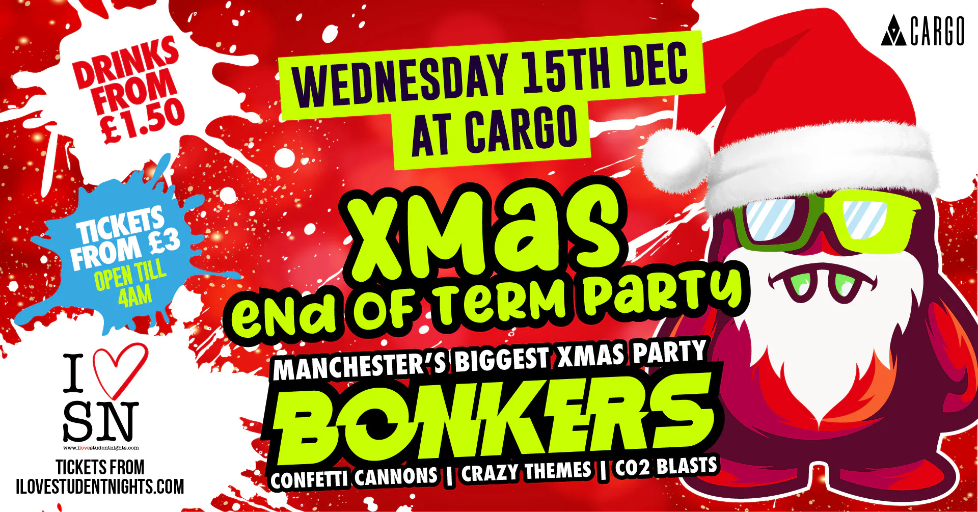 Bonkers Xmas Party TONIGHT! // Drinks from £1.50 // 1600+ Students ...