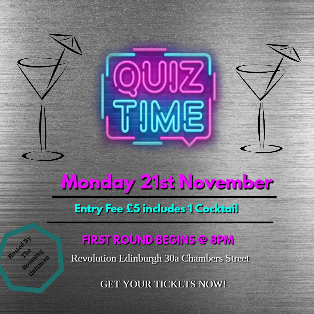 Revolution Edinburgh Quiz Night at Revolution Edinburgh, Edinburgh on ...