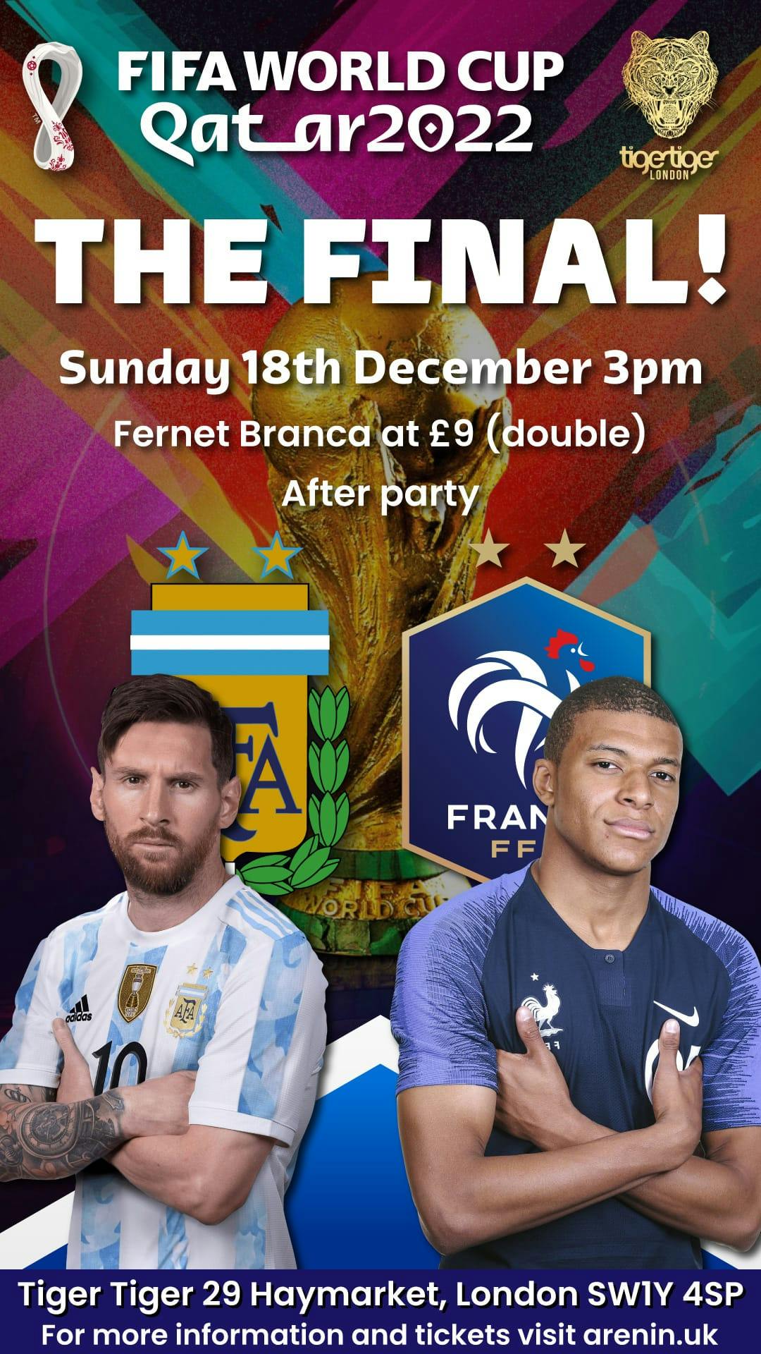 ARGENTINA VS FRANCIA - LA FINAL - Tiger Tiger London (SOLO AFICIONADOS ...