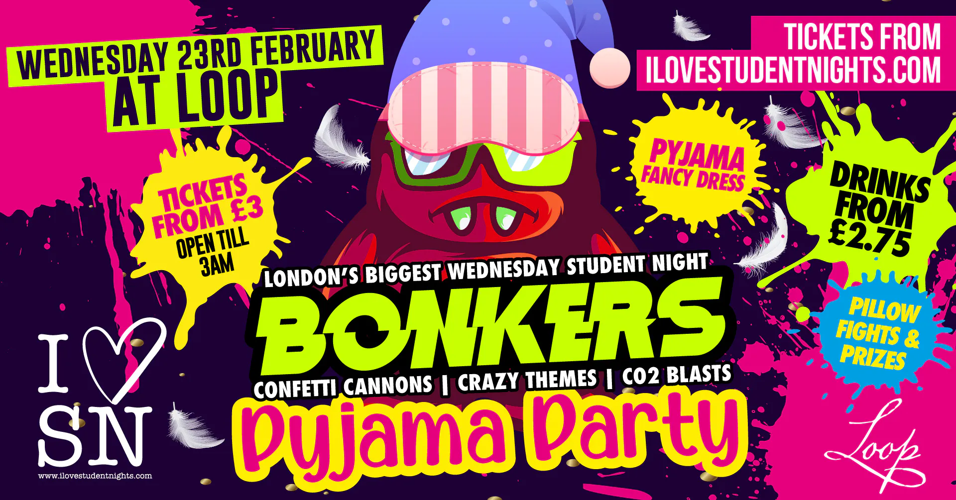 Bonkers Pyjama Party at LOOP // Drinks from £2.75 // Crazy Themes ...