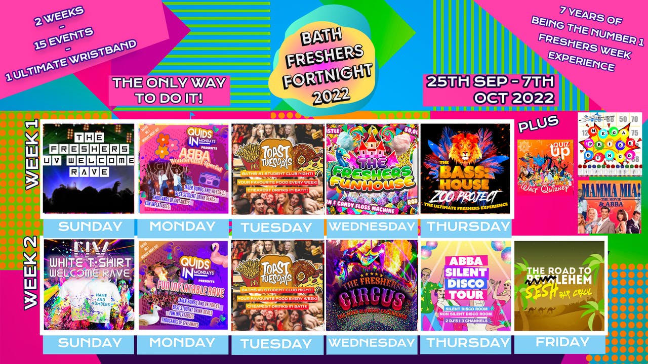 [18-25 CITY EVENTS] - THE ESSENTIAL FRESHERS WEEK FORTNIGHT WRISTBAND ...