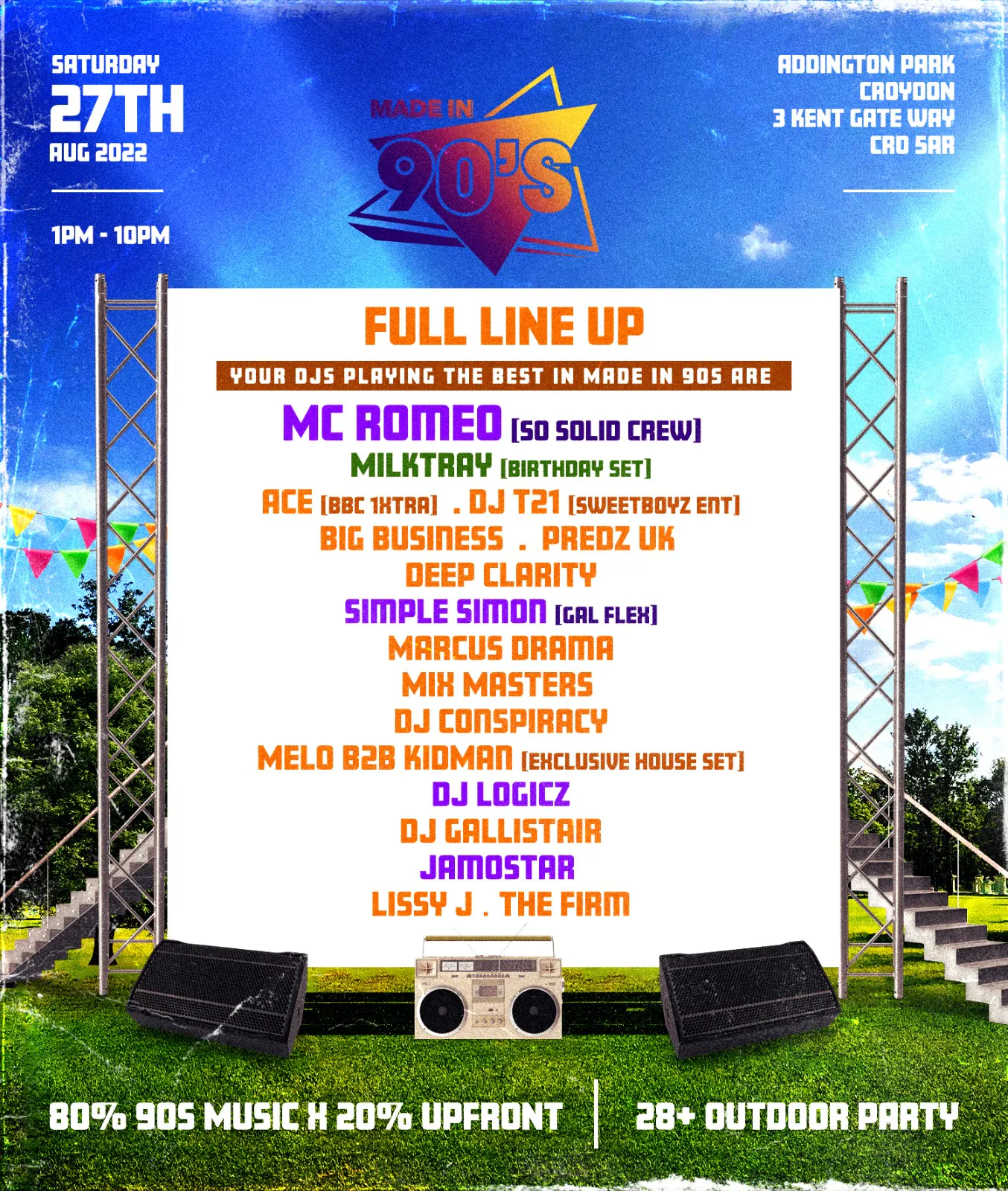 Made In 90s Festival at Addington Park, Croydon on 27th Aug 2022 | Fatsoma