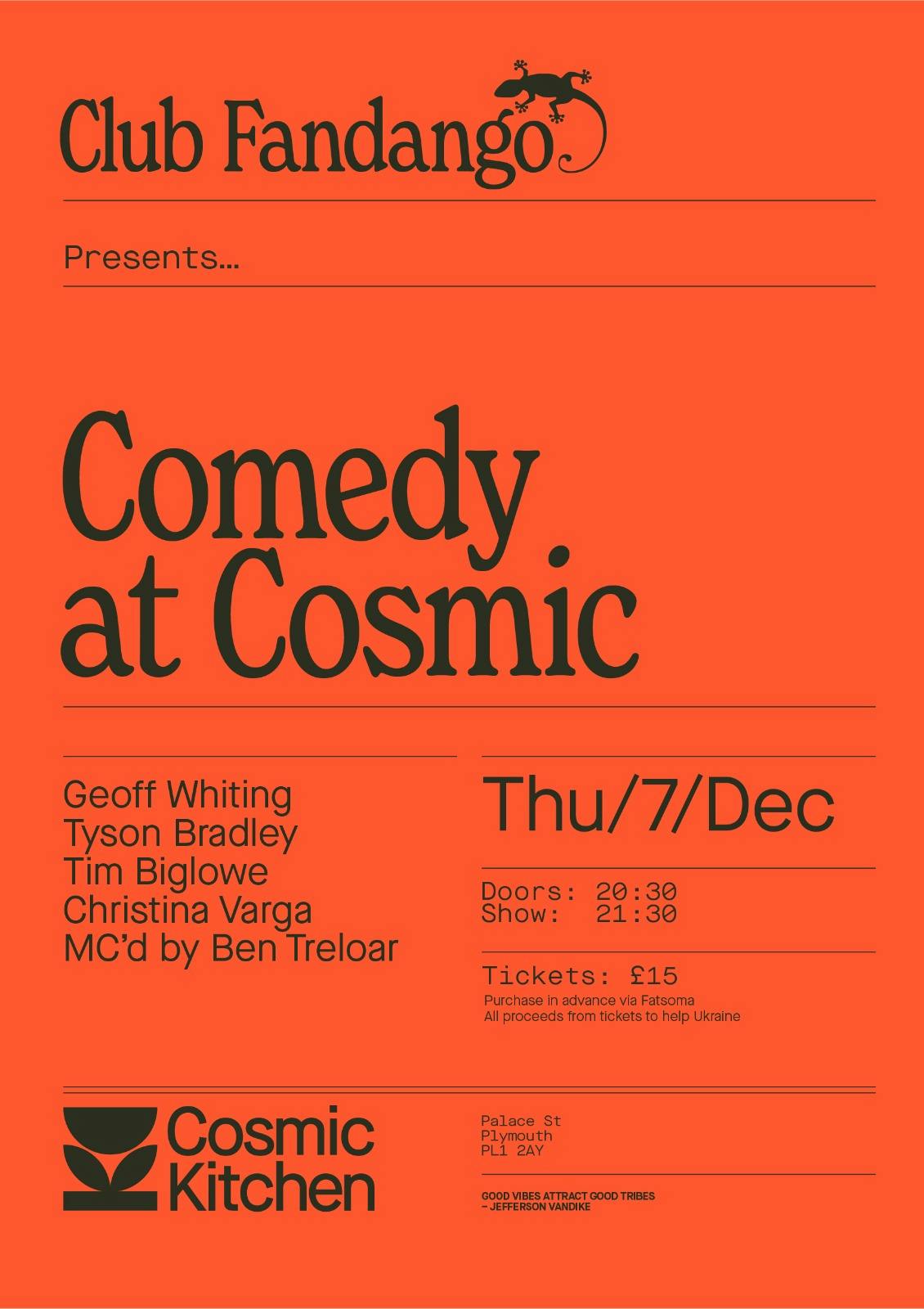 Club Fandango presents; Comedy at Cosmic (Charity Fundraiser for ...