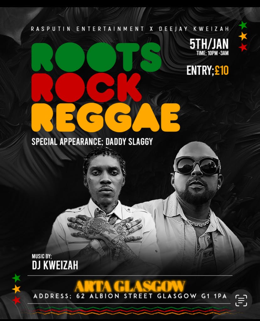 Roots Rock Reggae at Arta, Glasgow on 5th Jan 2024 | Fatsoma