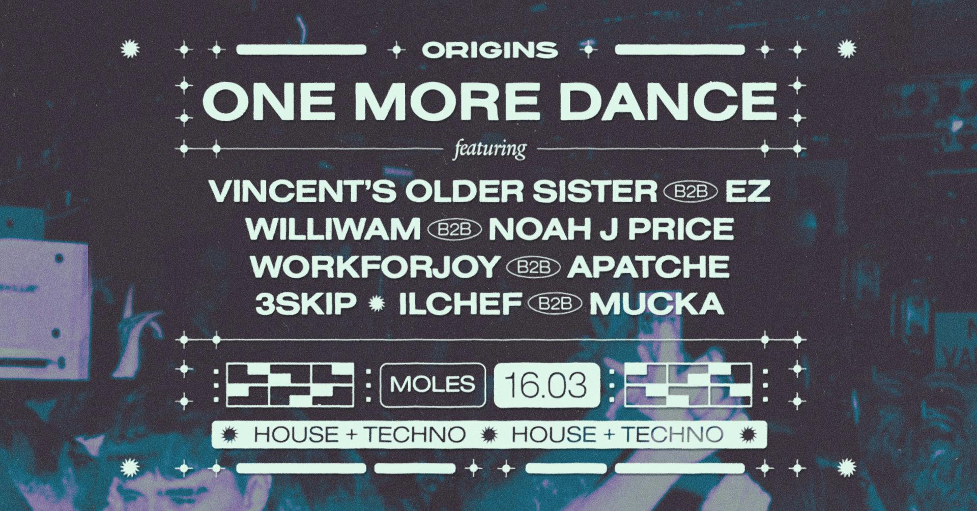 Origins: One More Dance [Moles] at Moles, Bath on 16th Mar 2023 | Fatsoma