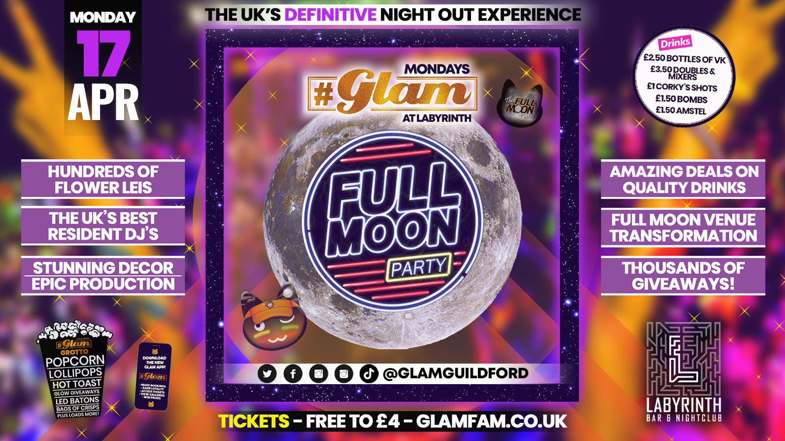 Glam Guildford - FULL MOON PARTY!! Mondays at Labyrinth!! at Labyrinth ...