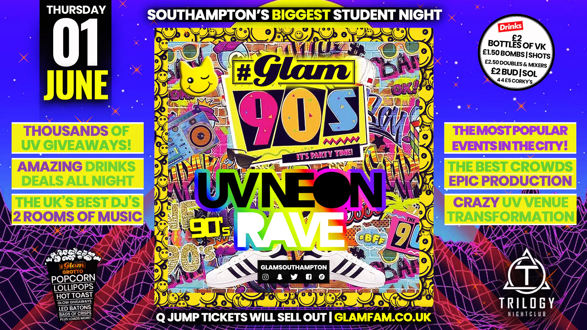 Glam - Southampton's Biggest Student Night - 90's Neon Rave! Thursdays ...