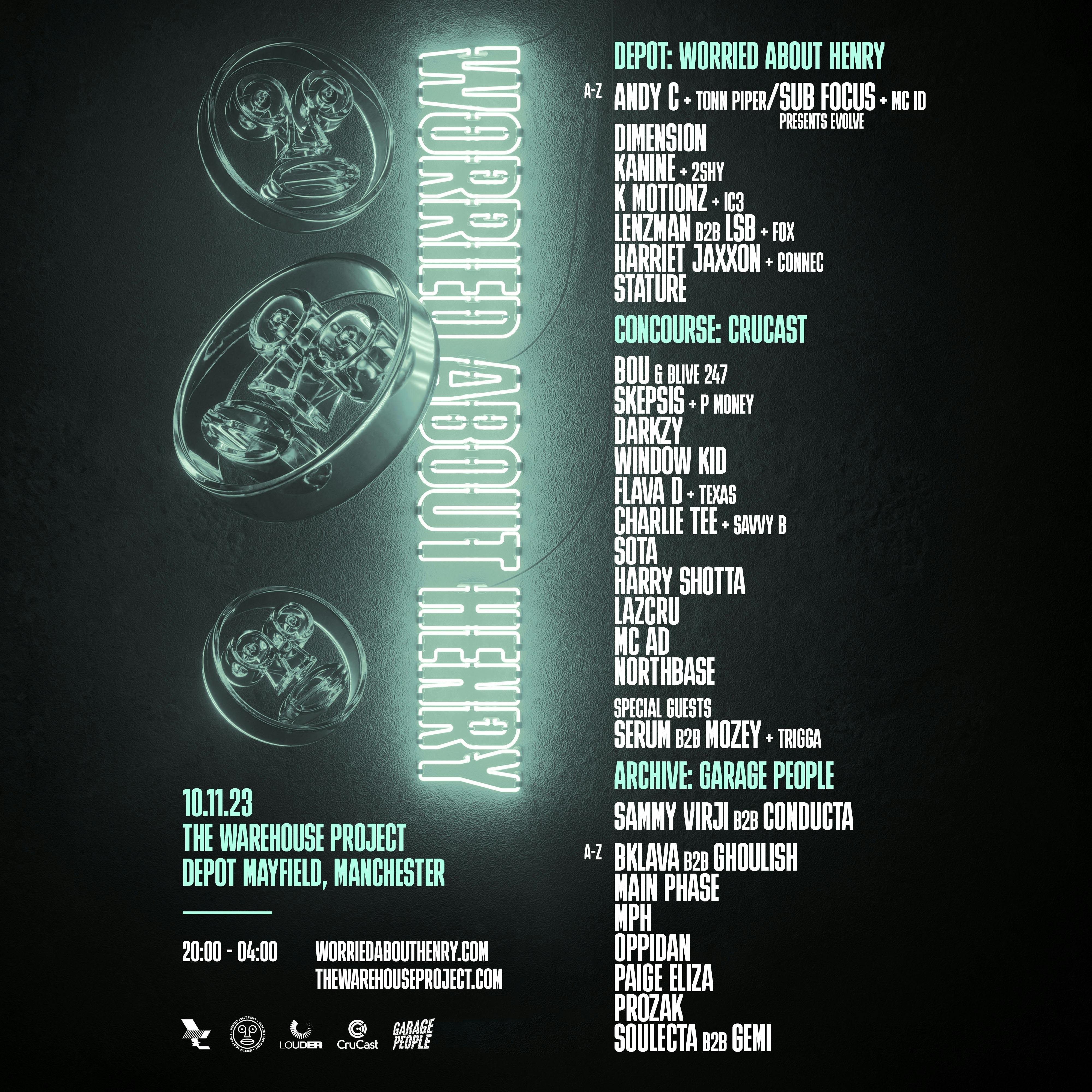 WORRIED ABOUT HENRY at The Warehouse Project, Manchester on 10th Nov ...