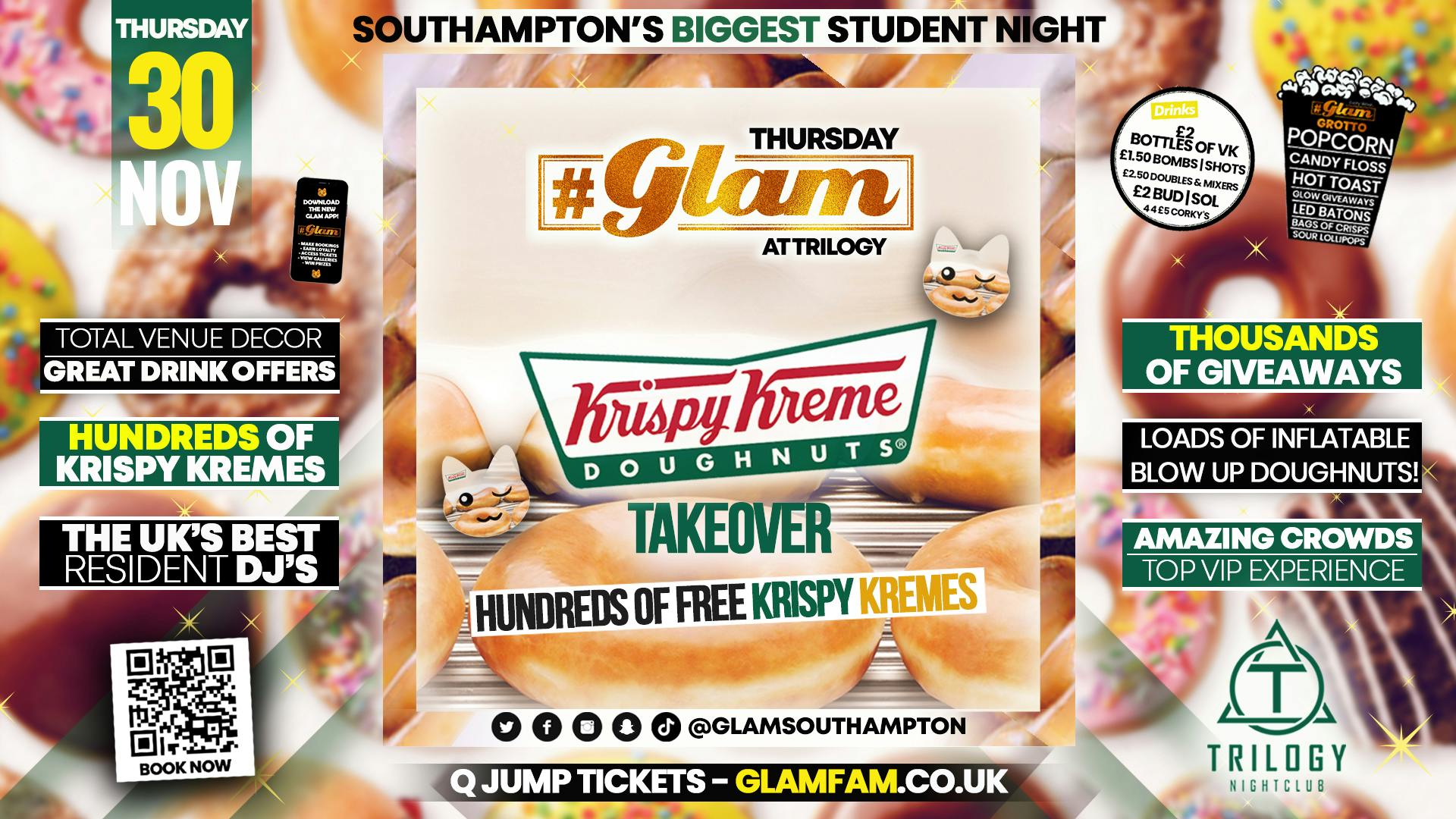 Glam - Southampton's Biggest Student Night - Krispy Kreme Takeover! 🍩 at Trilogy nightclub ...