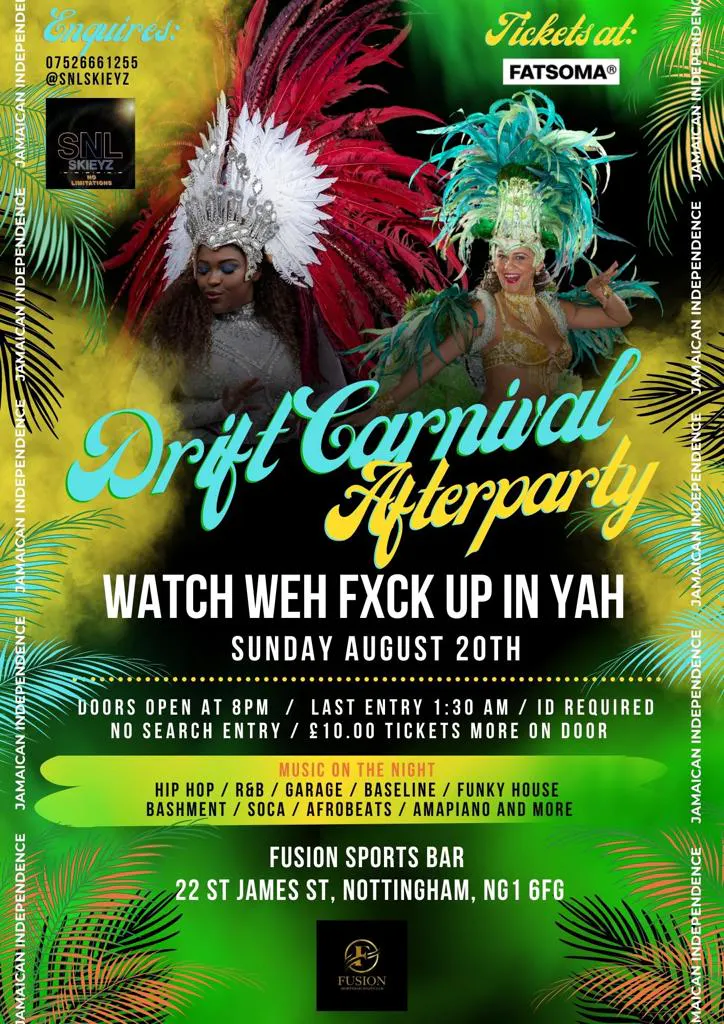 Nottingham Drift carnival afterparty 🇯🇲🔥🔥🔥 at Fusion Sports Bar ...