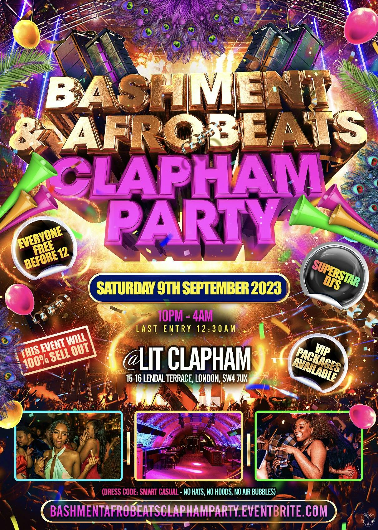Bashment & Afrobeats Clapham Party - Everyone Free Before 12AM at Lit ...