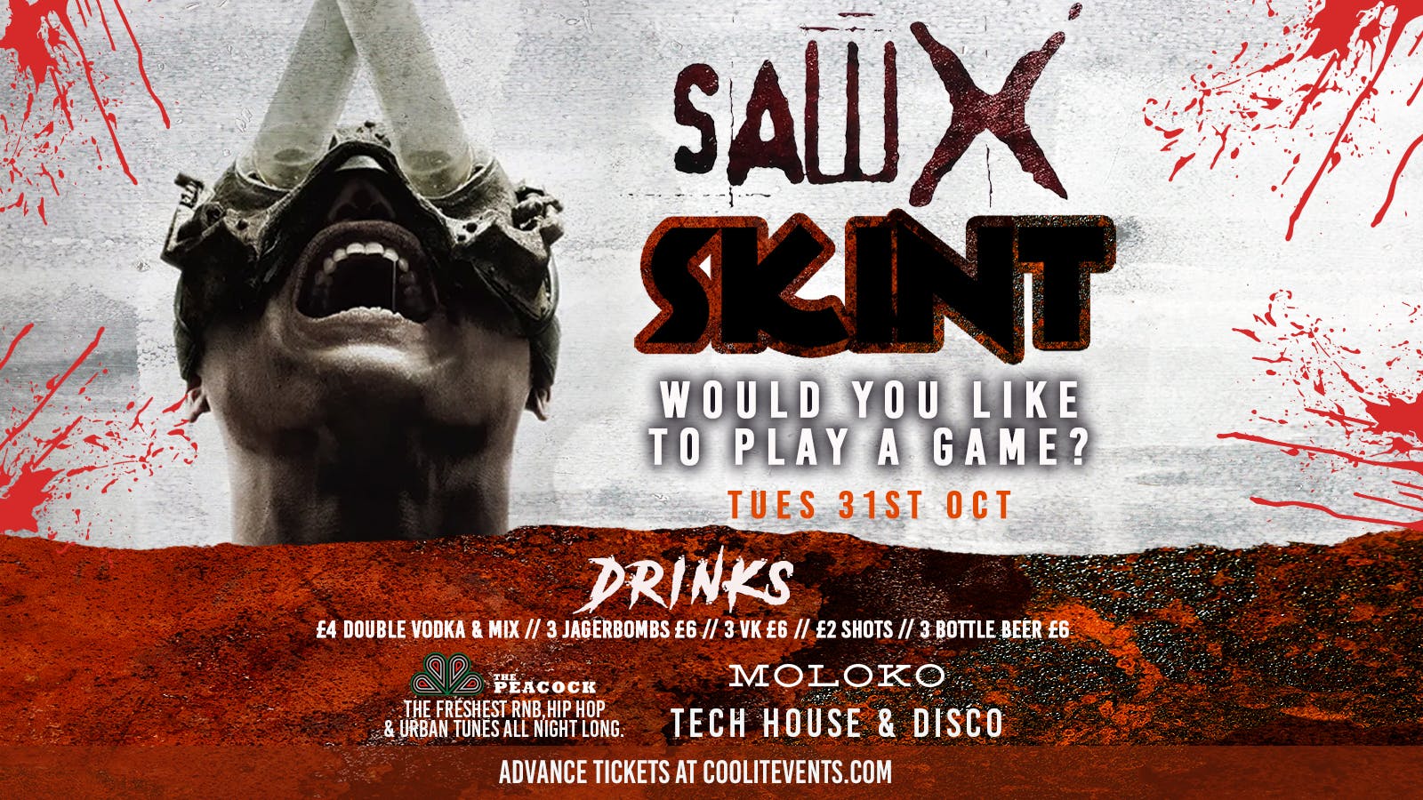 SAW X SKINT : Halloween Special at St Peters Square - Peacock & Moloko ...